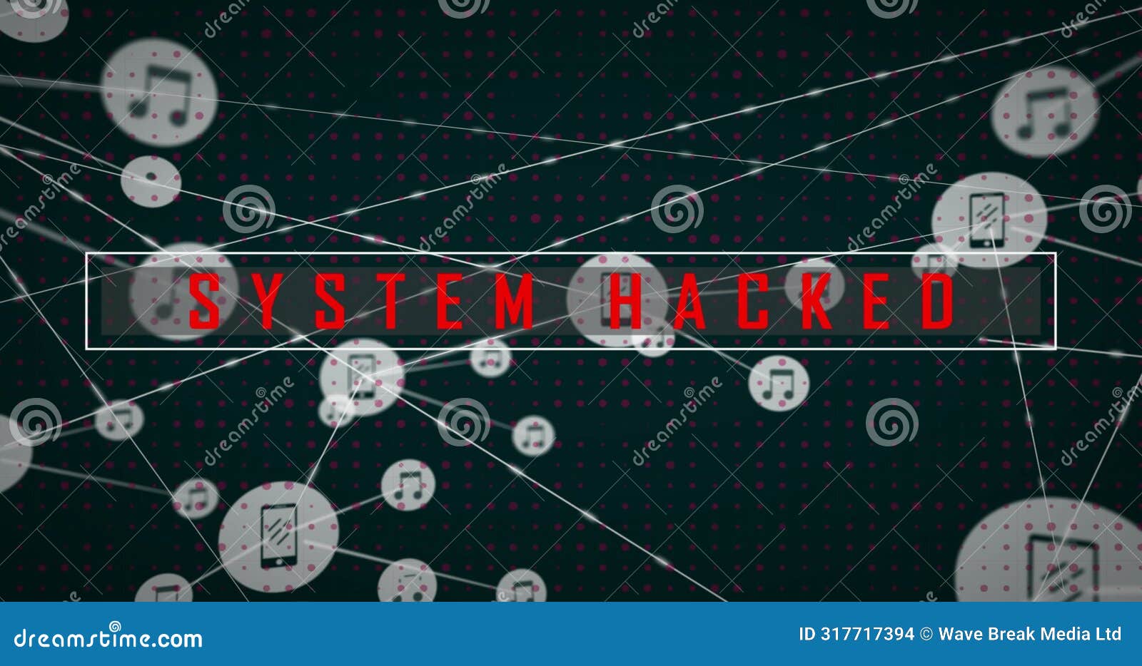 Red Warning Text Displaying SYSTEM HACKED Overlays Digital Background ... Red Warning Text Displaying SYSTEM HACKED Overlays Digital Background ...
