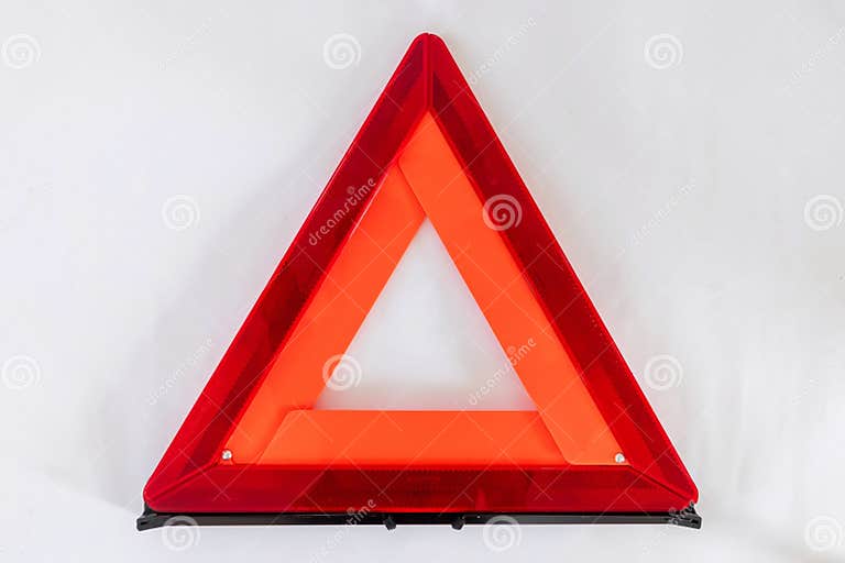 Red Warning Triangle or Reflective Road Hazard Warning Triangle on a ...