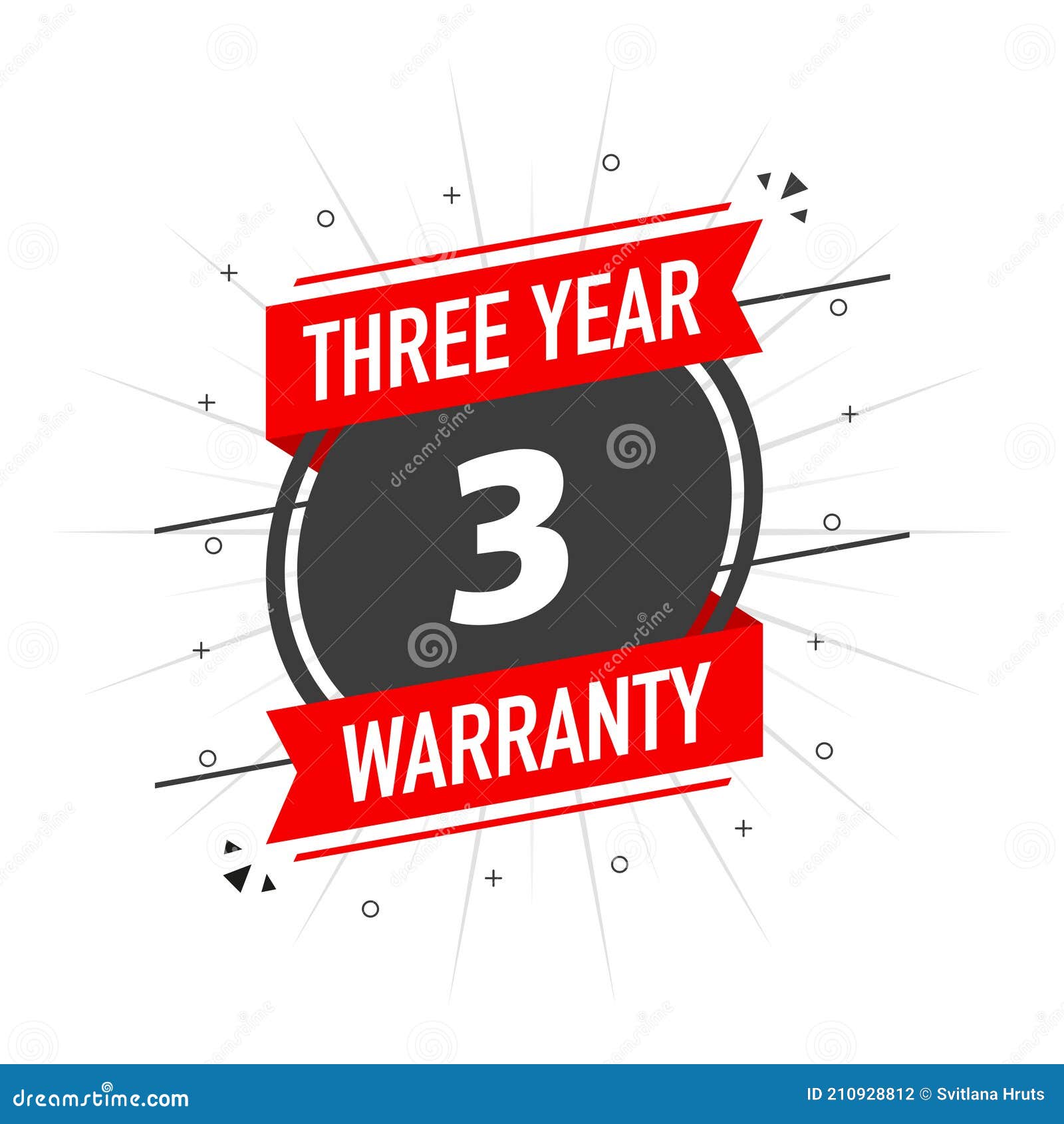 Red Warranty Stamp. Three Year Warranty. Flat Design. Check Mark Icon ...