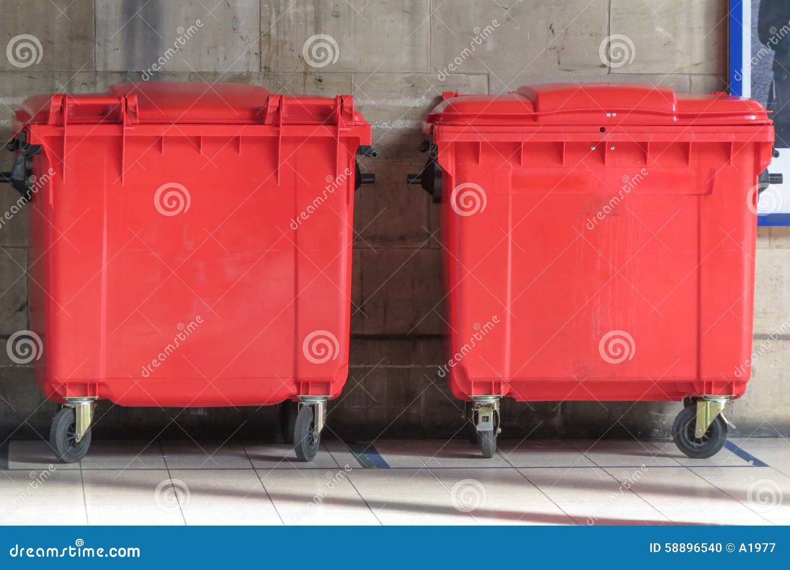 Red waste containers stock photo. Image of trash, object - 58896540