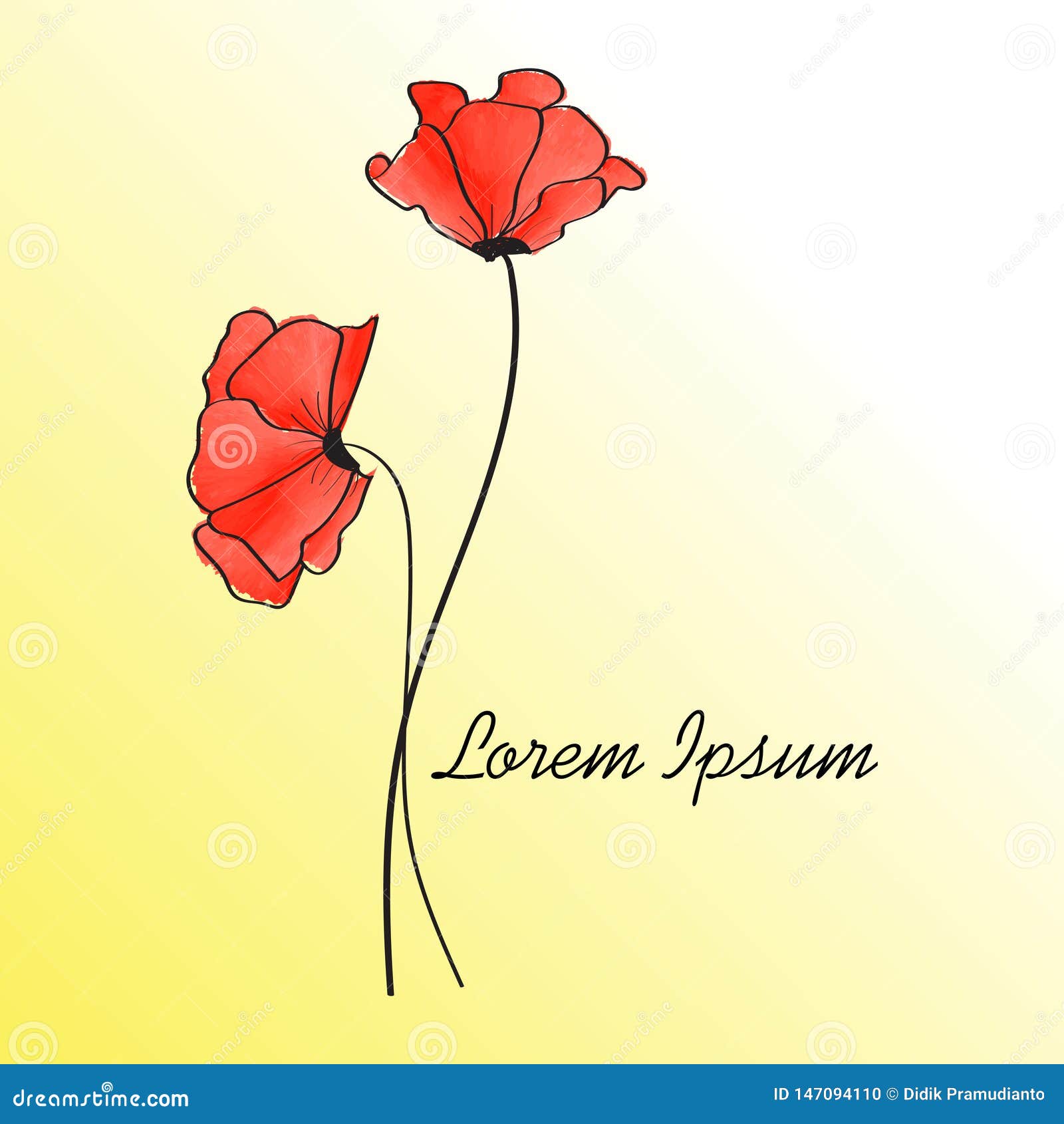 Red Water Color Flower with Gradient Background Stock Vector ...