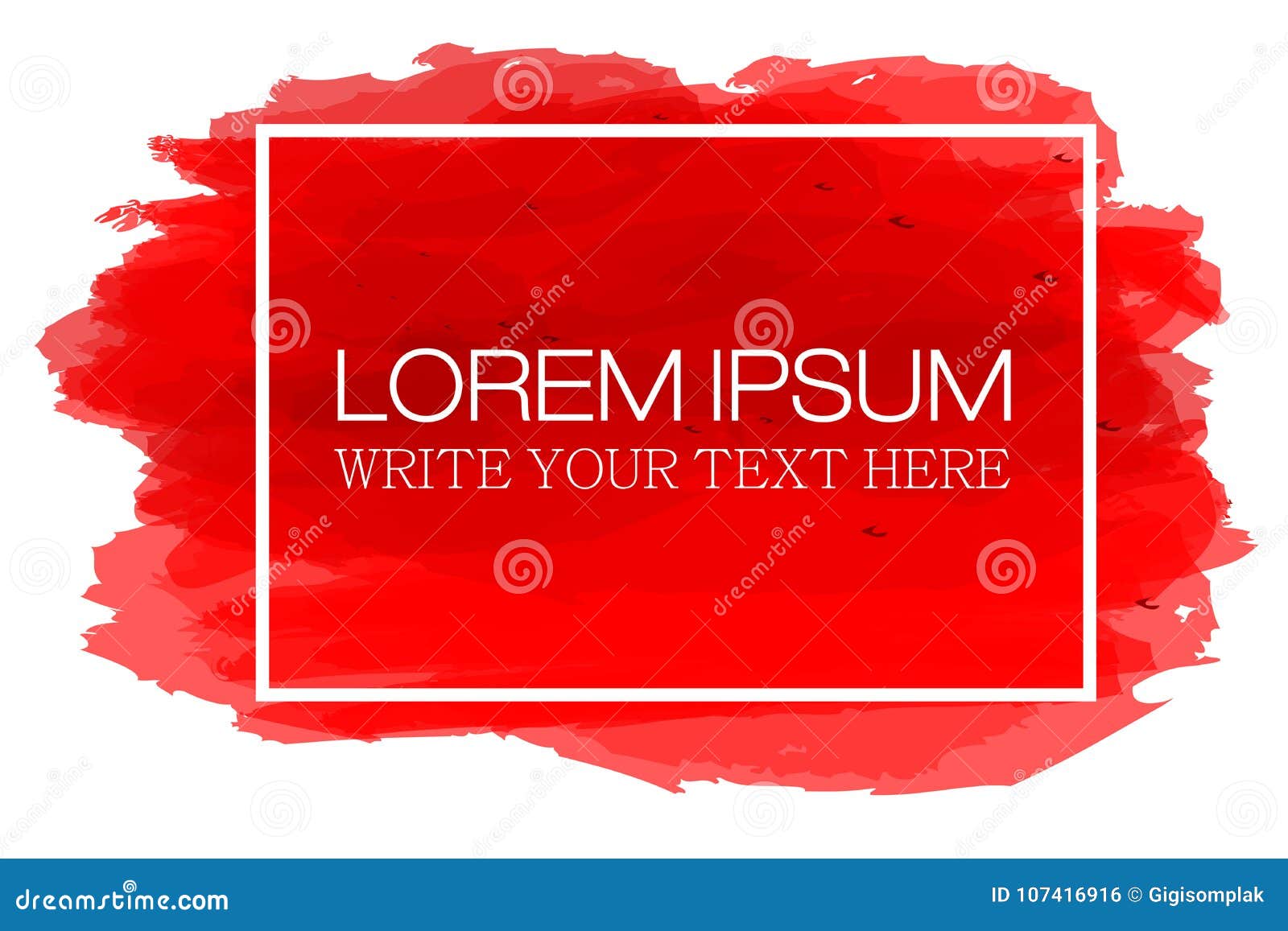Red Water Color Text Frame with White Rectangle Shape Line Stock Vector ...