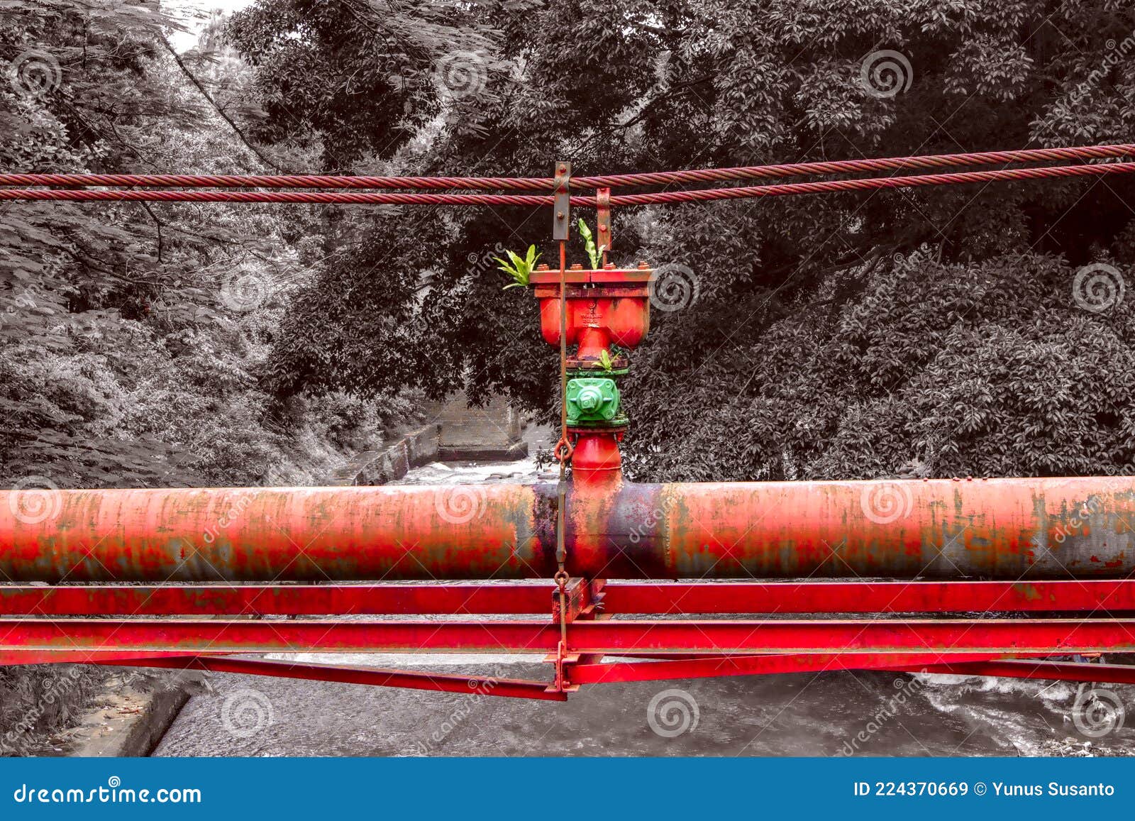 Red Water Pipe a Flowing River Stock Image - Image of abstract, build ...