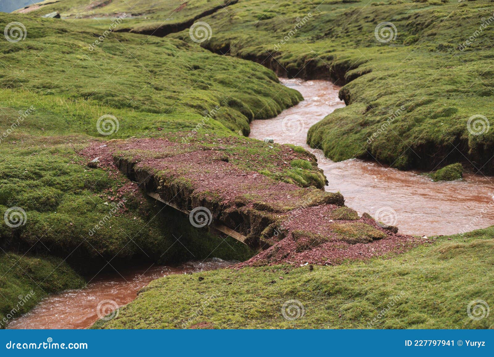 Red water stream crossing stock image. Image of color - 227797941