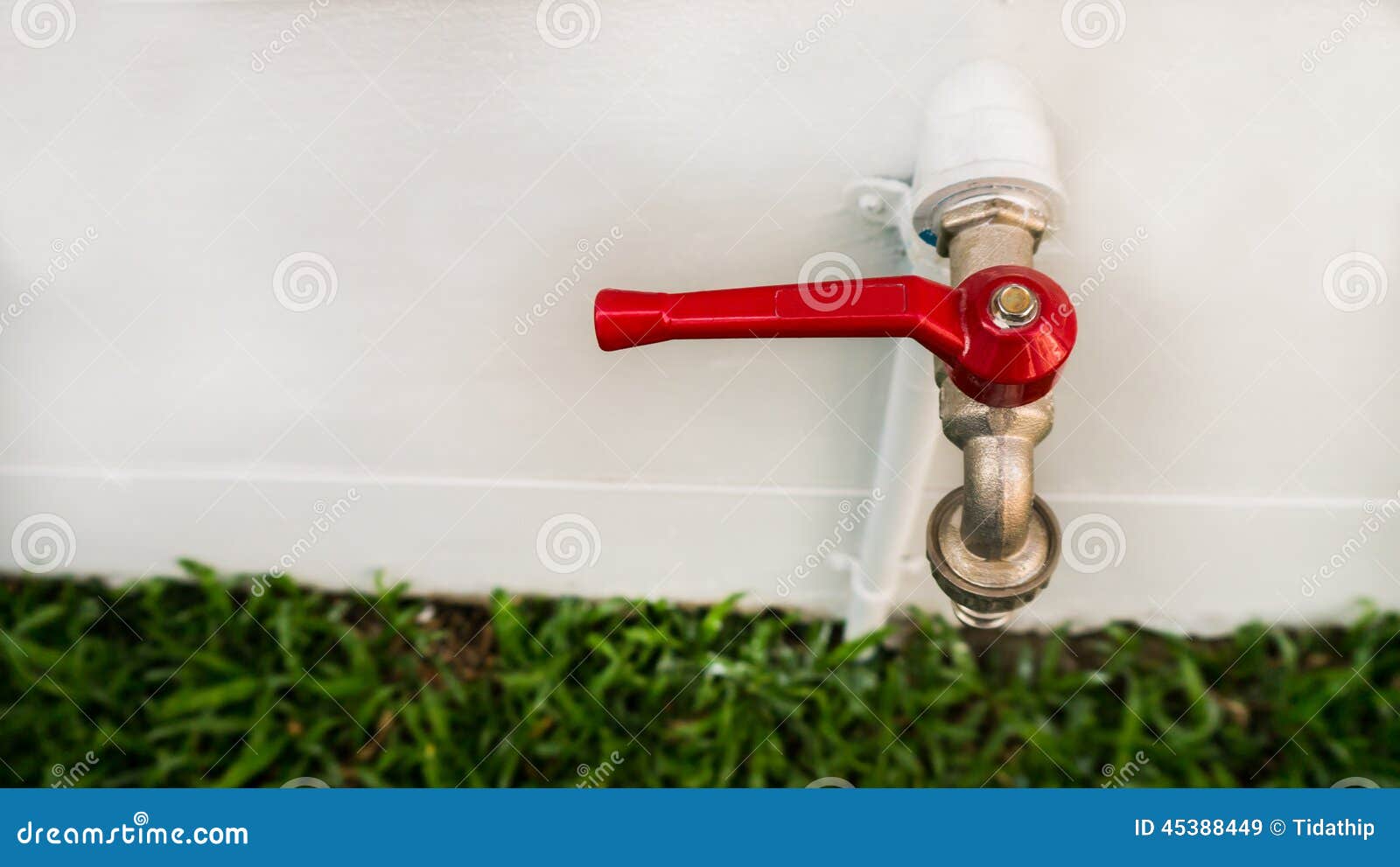 Red Water Tap in the Garden Stock Image - Image of hose, object: 45388449