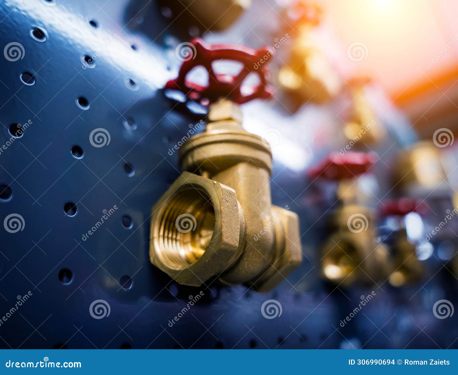Red Water Tap on the Wall at the Showroom Stock Photo - Image of ...