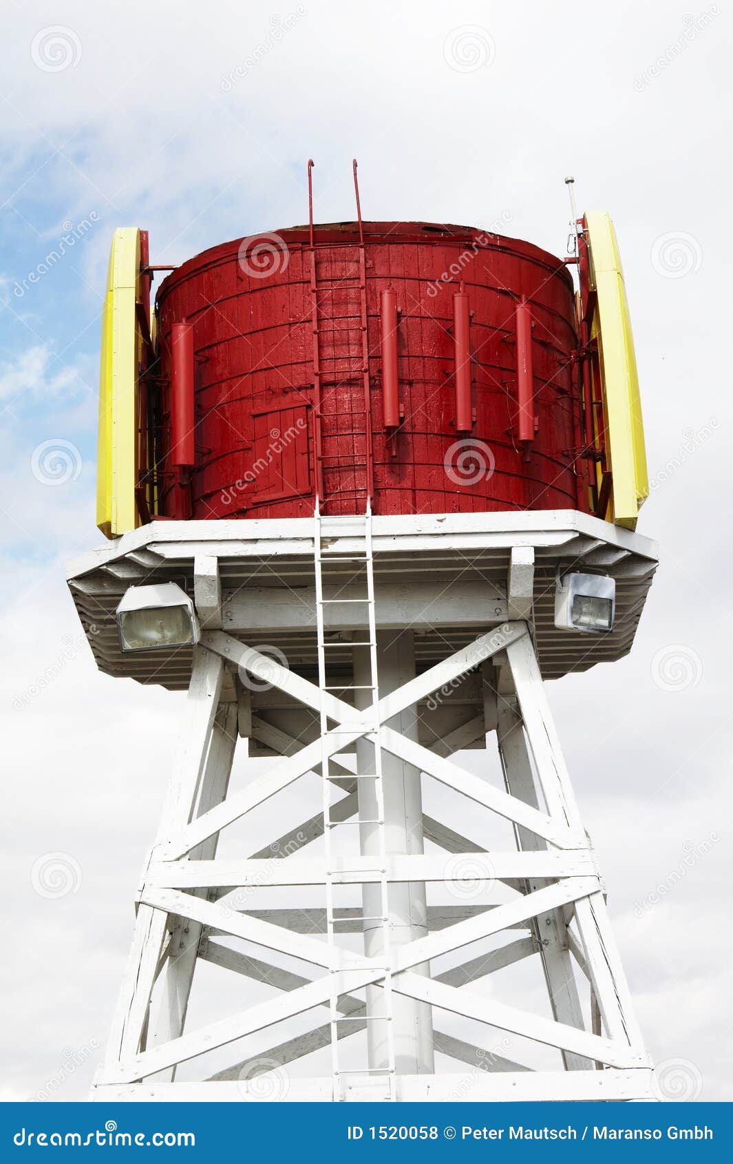 Red water tower stock photo. Image of front, white, case - 1520058