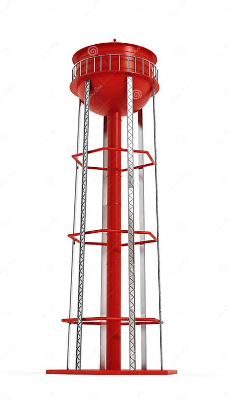 Red water tower stock illustration. Illustration of storage - 69609645