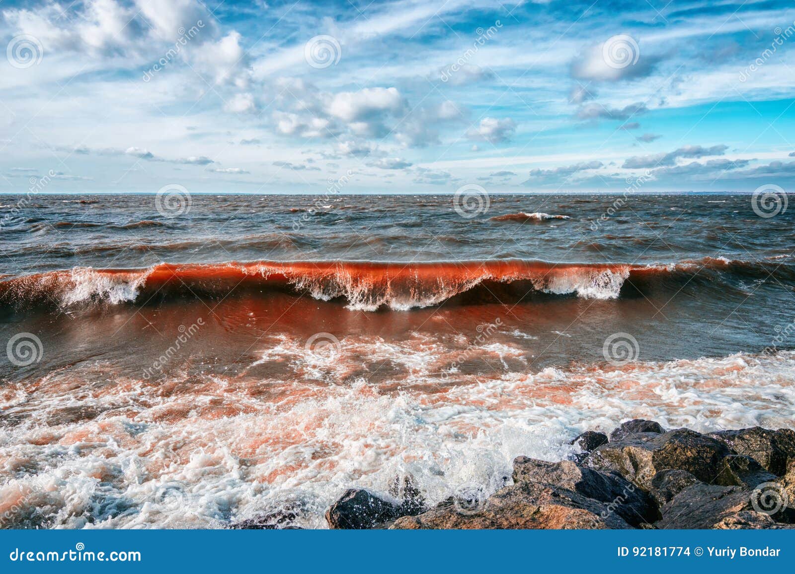 Red Water, Waves on a Stormy Sea Stock Photo - Image of blood, cloud ...