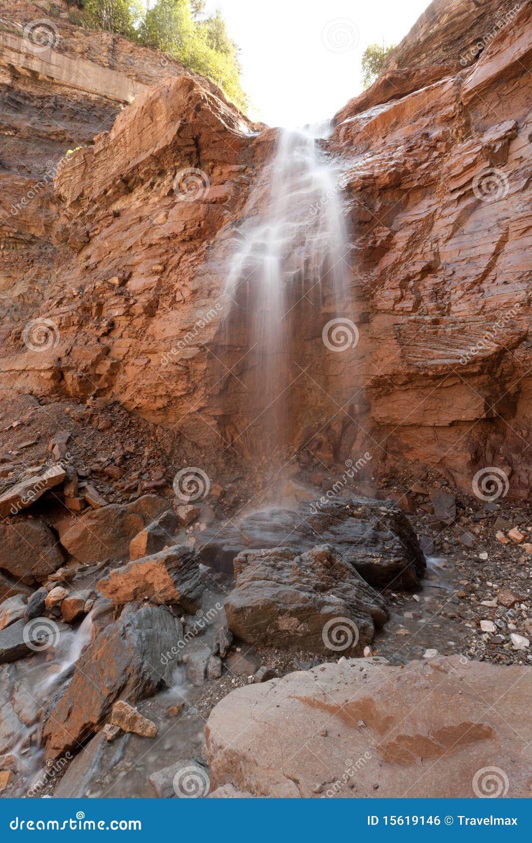 Red waterfall stock photo. Image of summer, dolomites - 15619146
