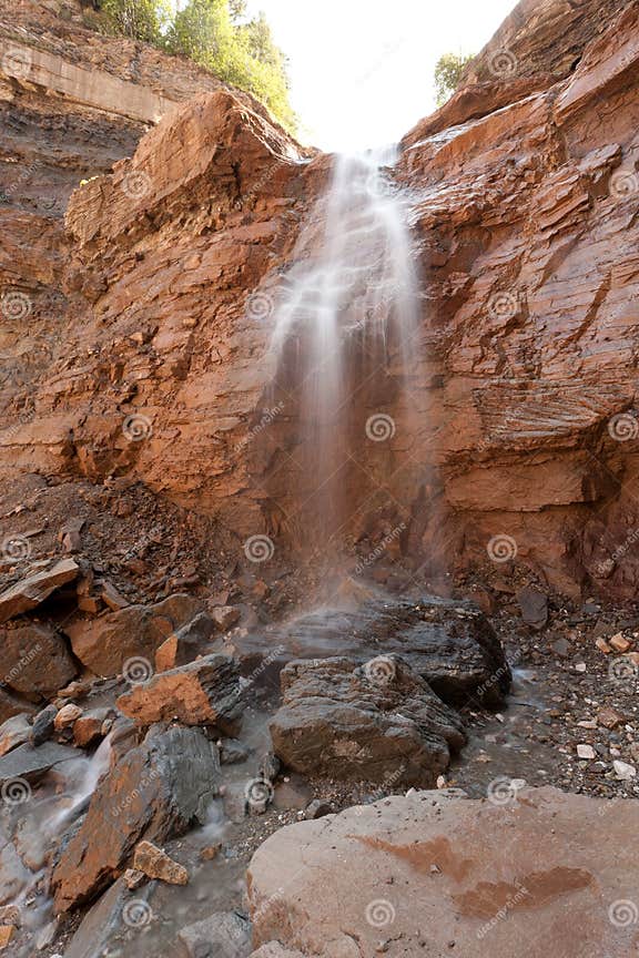 Red waterfall stock photo. Image of summer, dolomites - 15619146