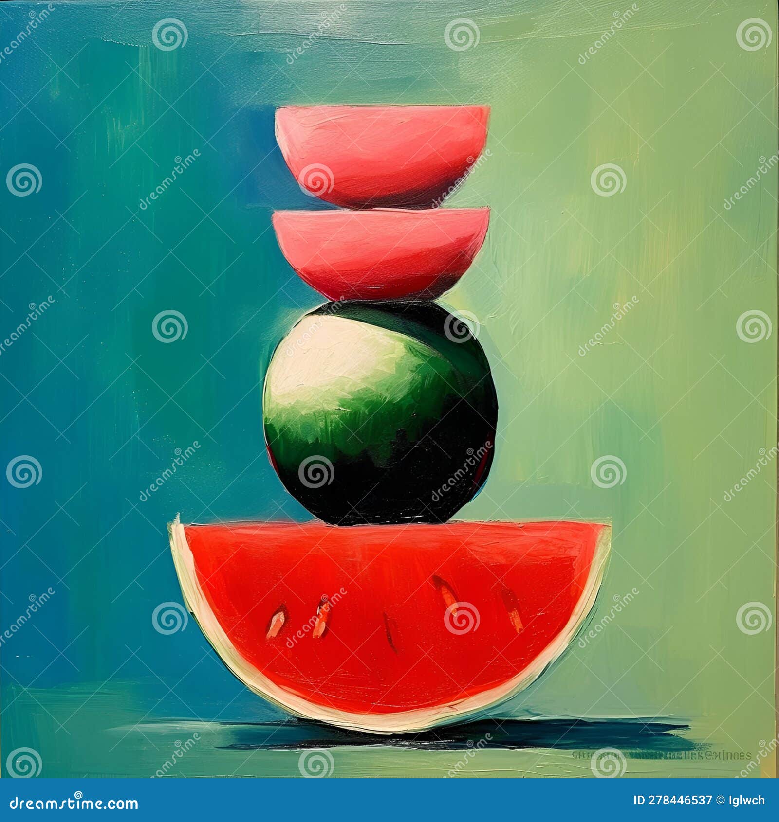 Red Watermelon As an Abstract Balancing Act, Generative AI Content ...