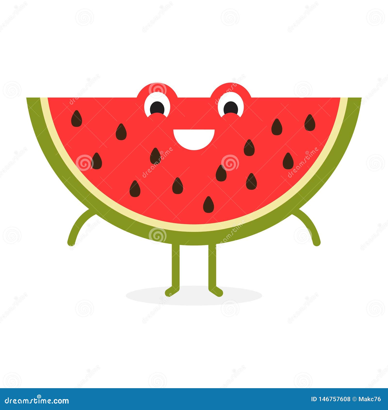 Set Of Watermelon Cute Character Emoji. Summer Fruit With Emoticon ...