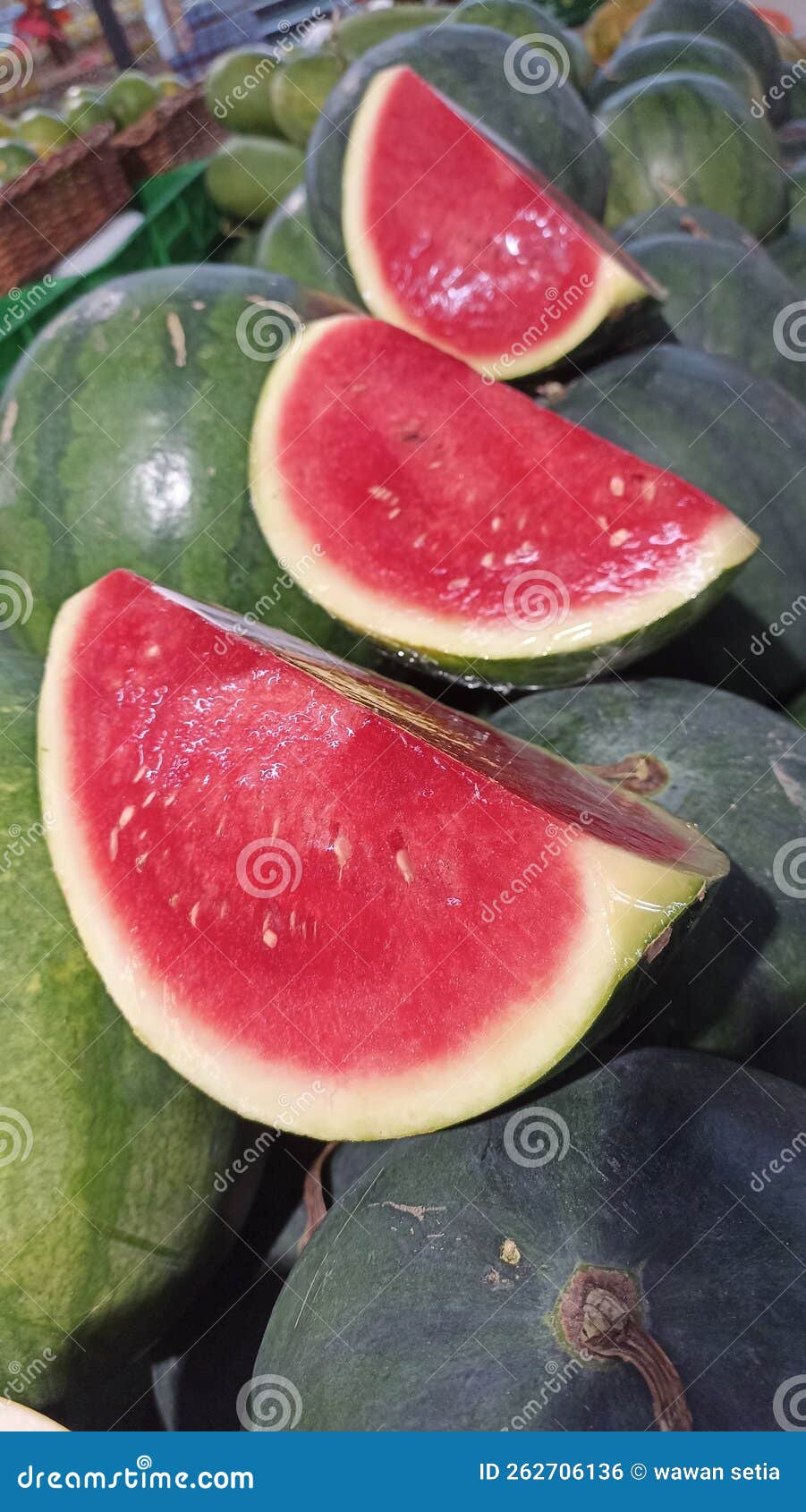 Red Watermelon Fruit Display in Supermarket Stock Photo - Image of ...