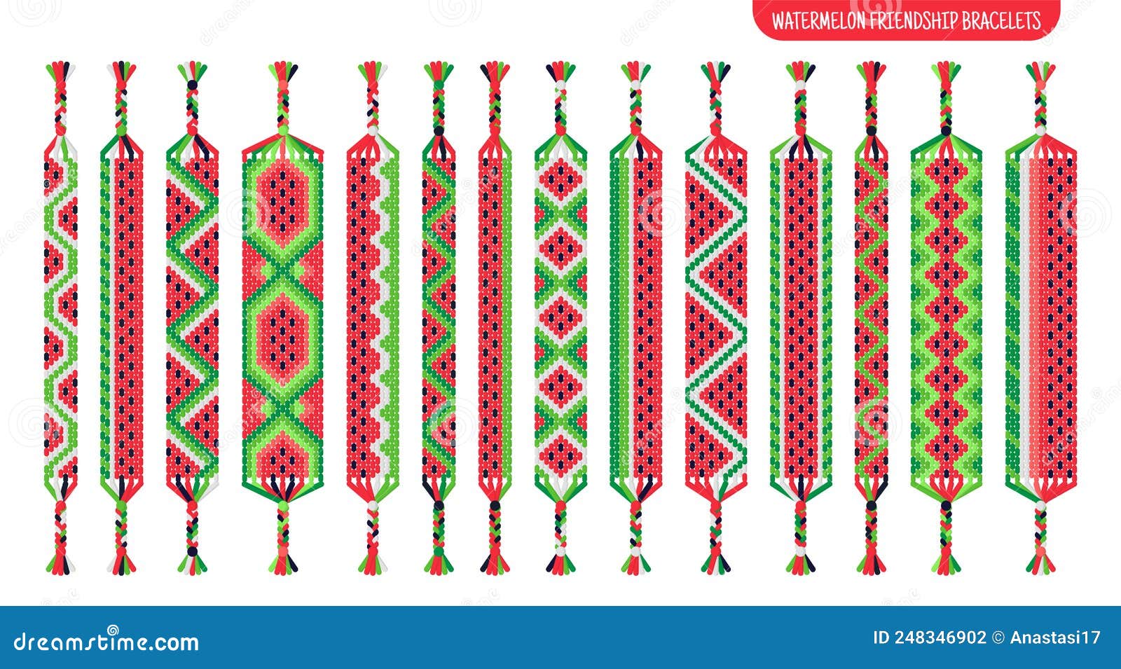 Red Watermelon Handmade Friendship Bracelets Set of Threads or Beads ...