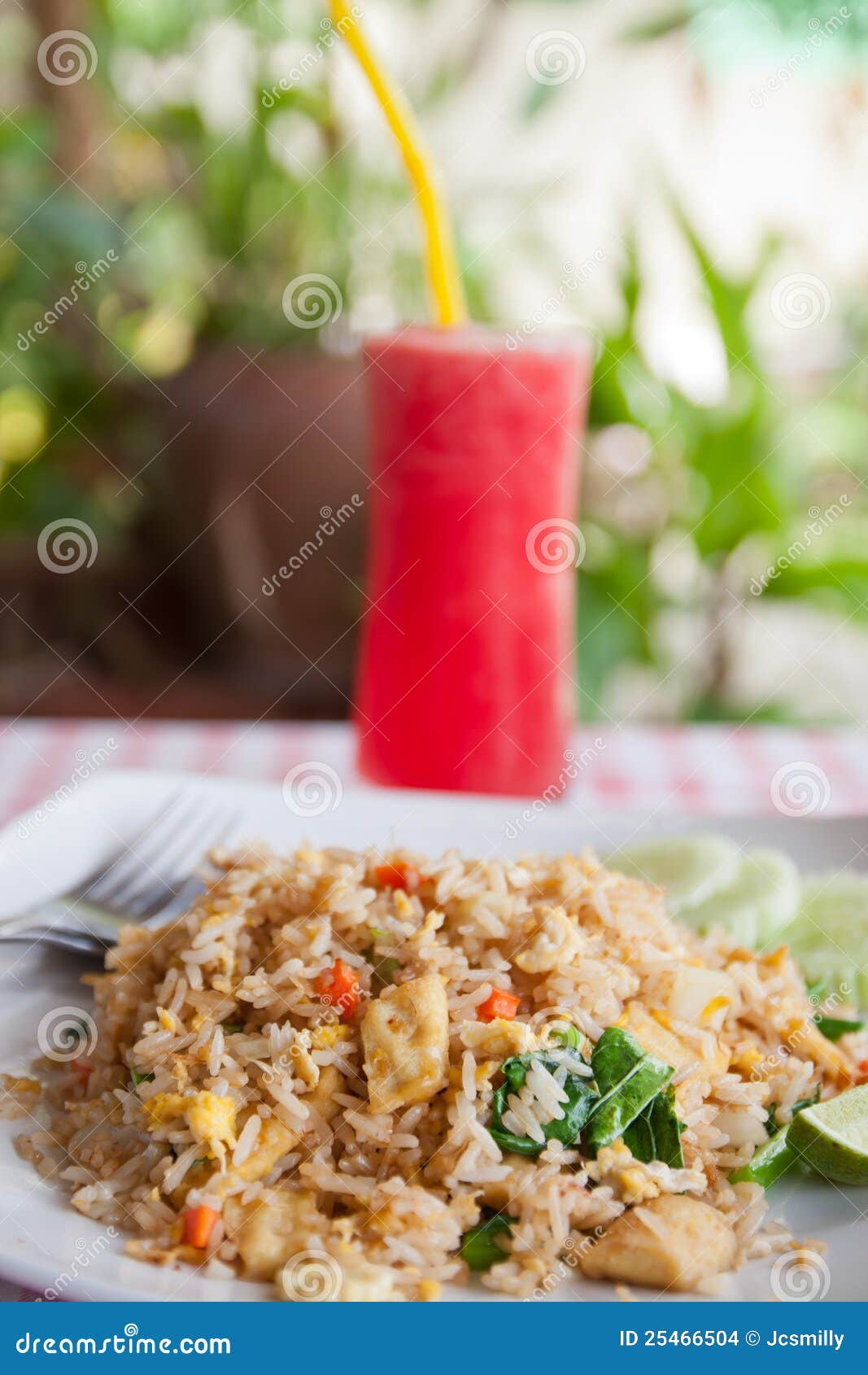 REd Watermelon Juice and Tofu Vegetable Fried Rice Stock Photo - Image ...