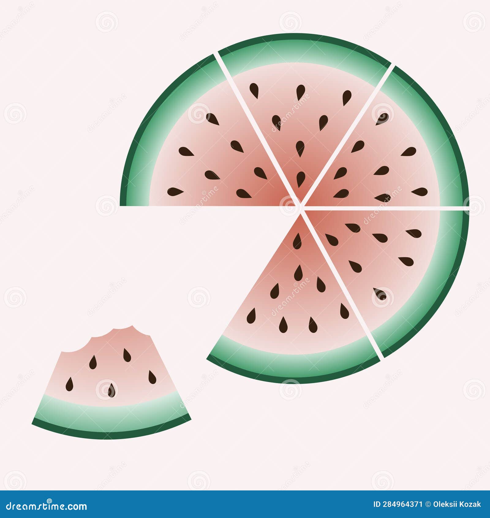 Red Watermelon Piece with Bite. Sliced Cocktail Water Melon Fruit ...