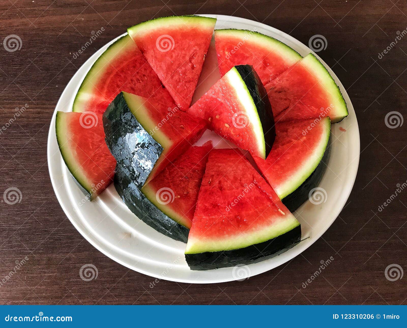 Watermelon on plate stock photo. Image of organic, food - 123310206