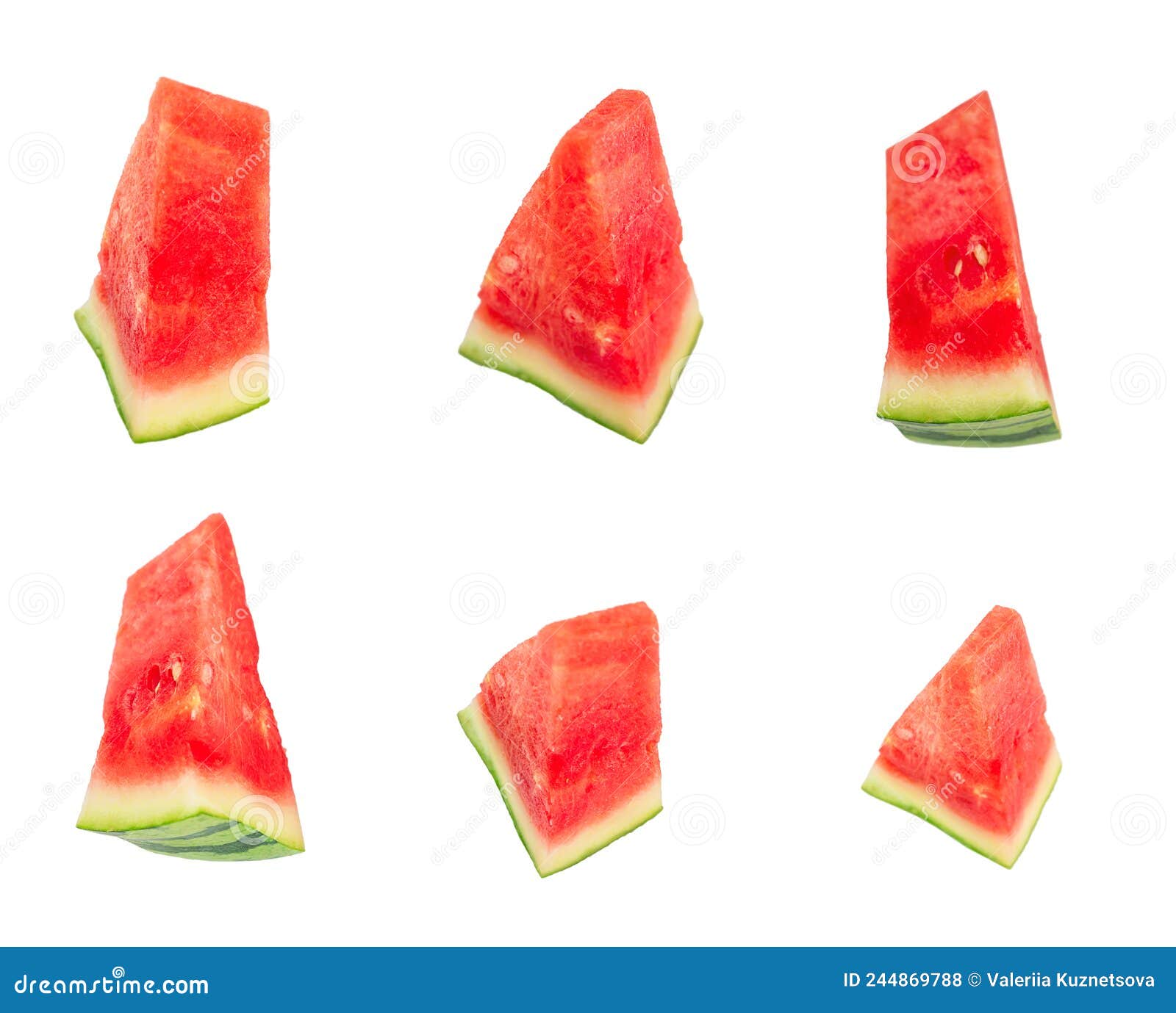 Red Watermelon Triangular Pieces Collection Isolated Stock Photo ...