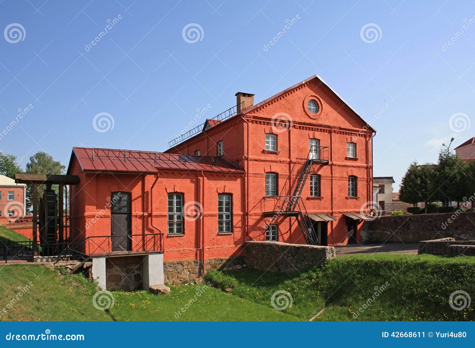 Red watermill building stock image. Image of power, belarus - 42668611