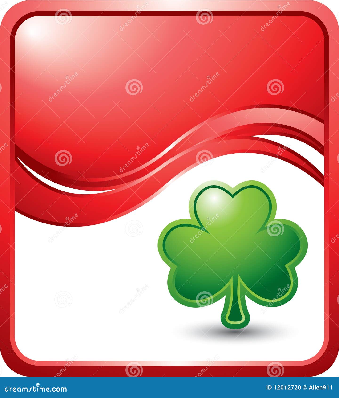Red Wave Background with a Shamrock Stock Vector - Illustration of ...