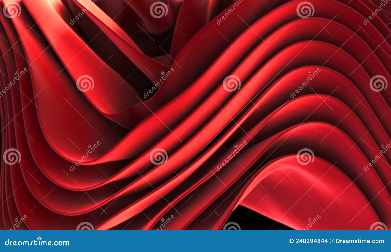 Red Wave Satin Fabric Loop Background. Wavy Silk Fabric Folds into ...