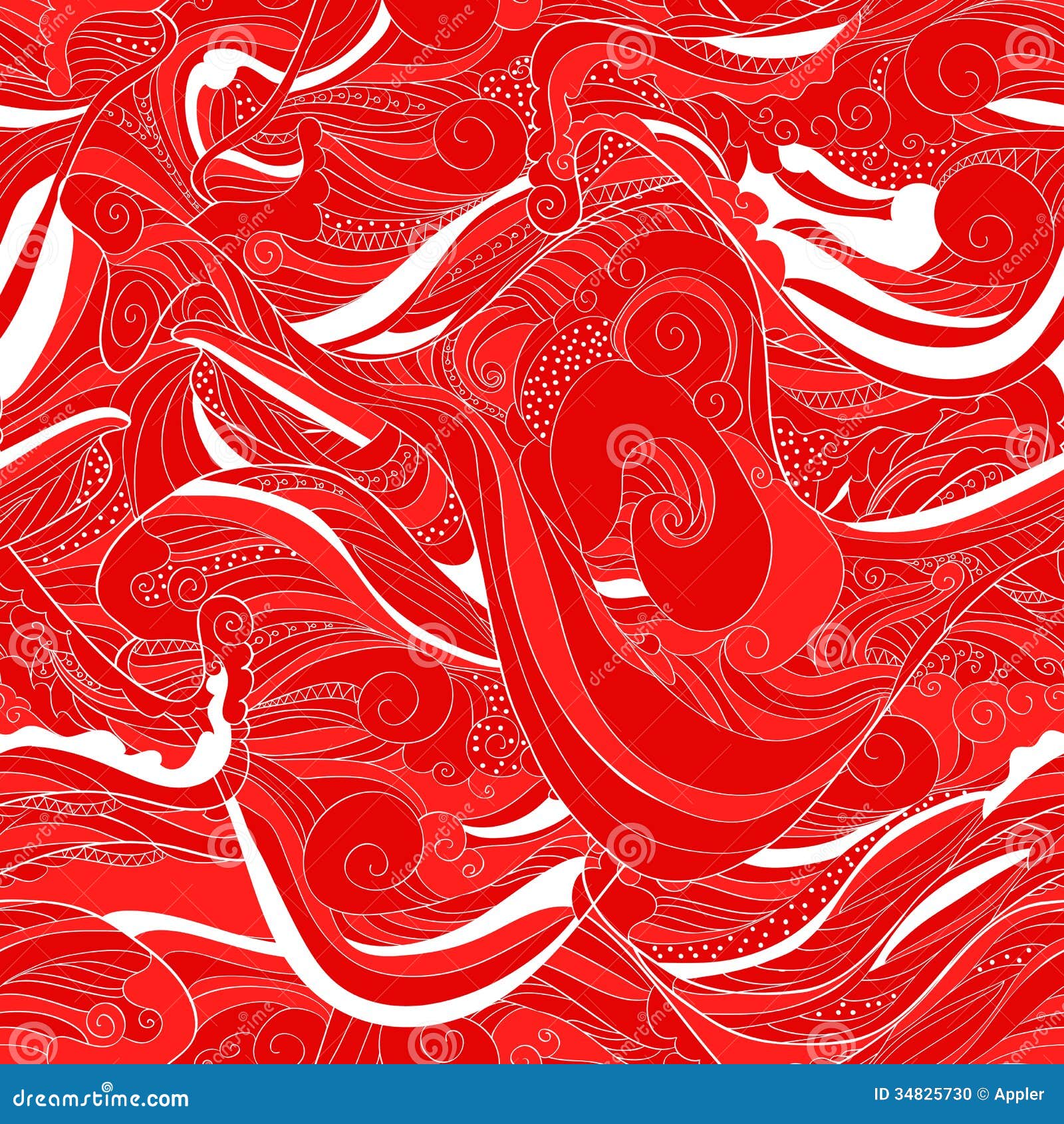 Red Waves of Happy Holidays Stock Illustration - Illustration of wave ...