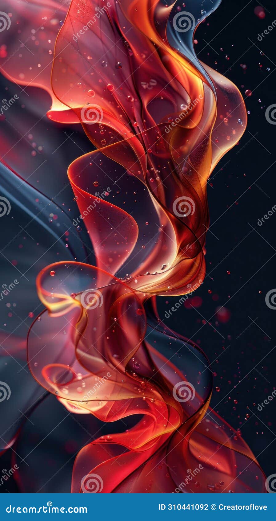 Red Wavy Pattern Floating on Black Background Stock Illustration ...