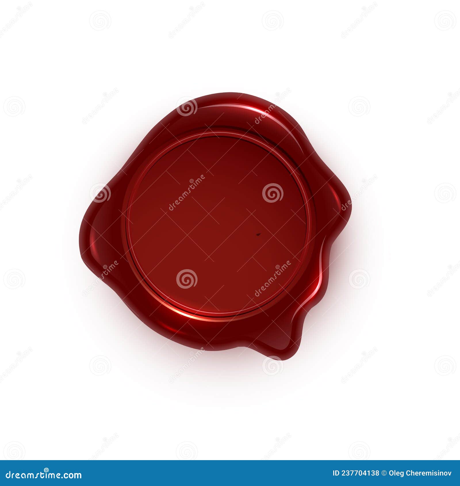 Red Wax Seal Isolated on White Background. Vintage Postage Stamp ...