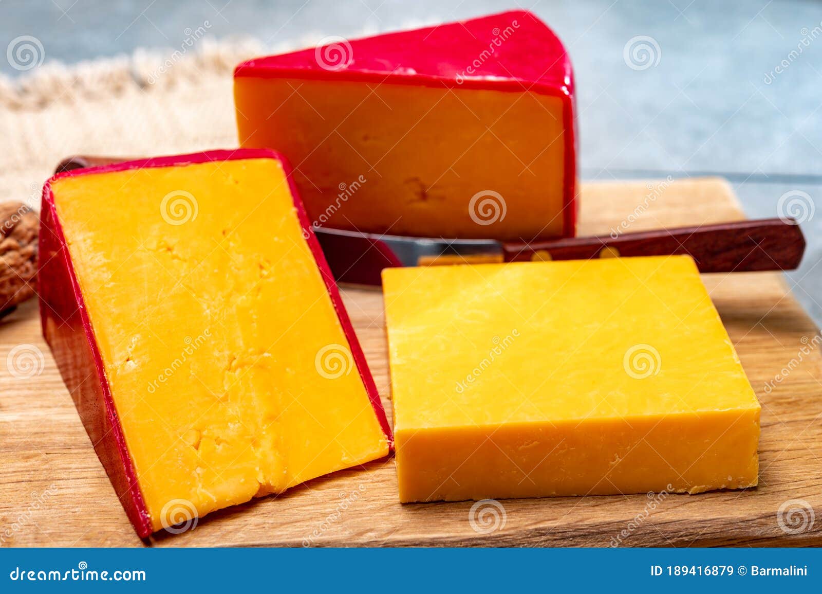 Red Waxed Yellow Cheddar Cheese Close Up Stock Image - Image of dessert ...