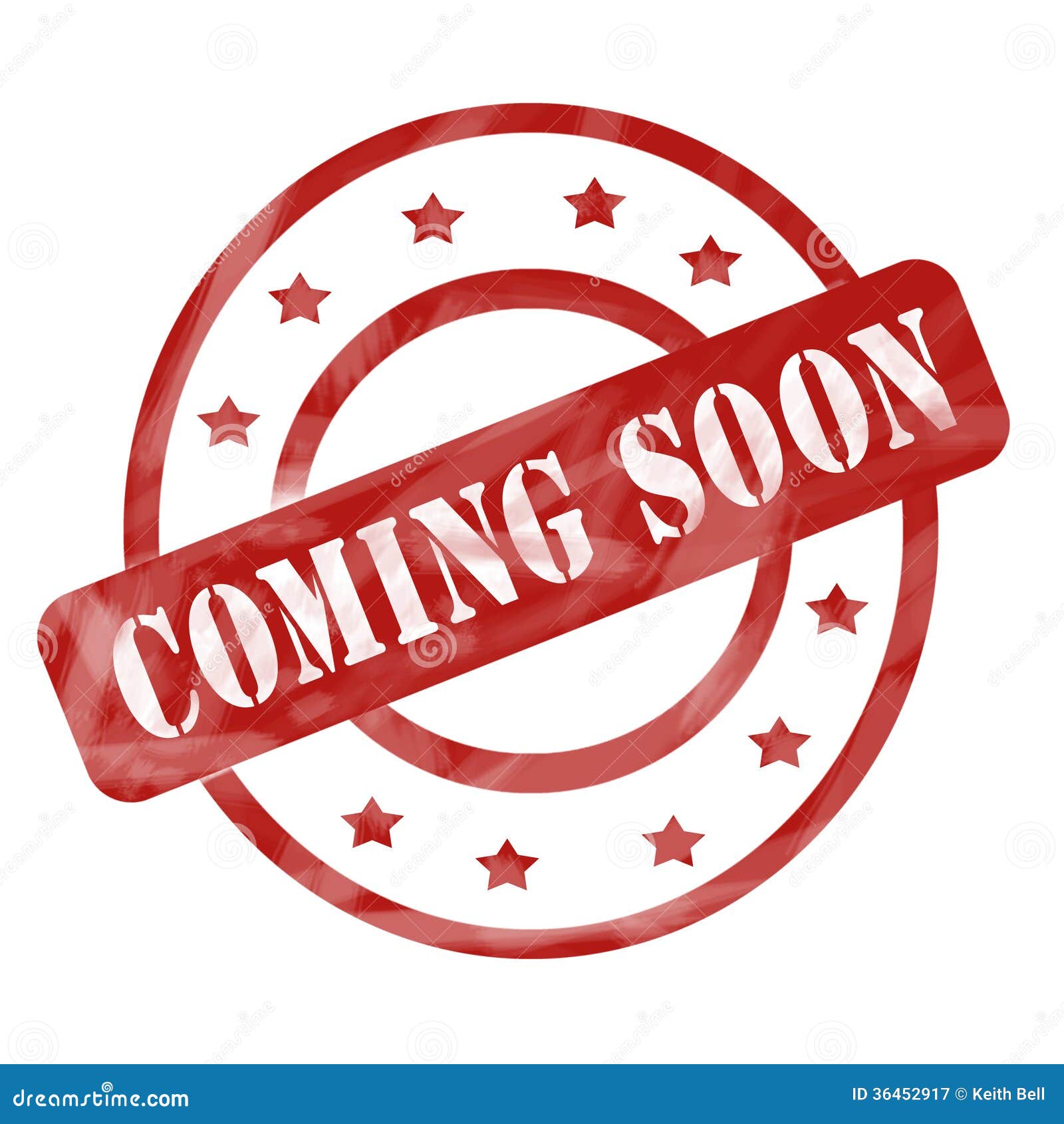 Red Weathered Coming Soon Stamp Circles and Stars Stock Illustration ...