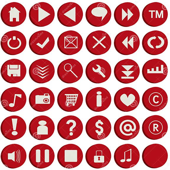 Red web buttons stock illustration. Illustration of icons - 254979