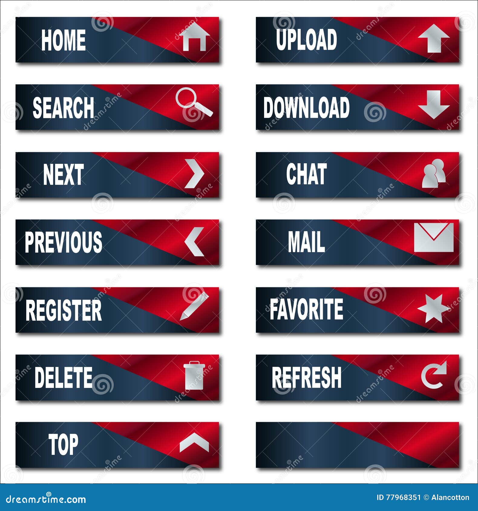 Red Web Buttons Over White stock illustration. Illustration of download ...