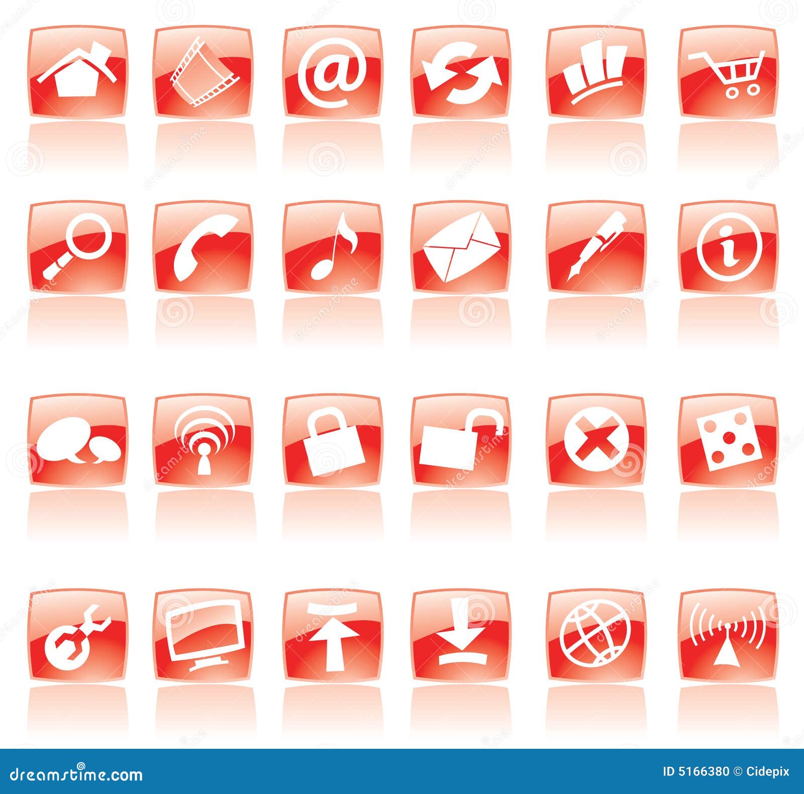 Red web icons stock vector. Illustration of email, globe - 5166380