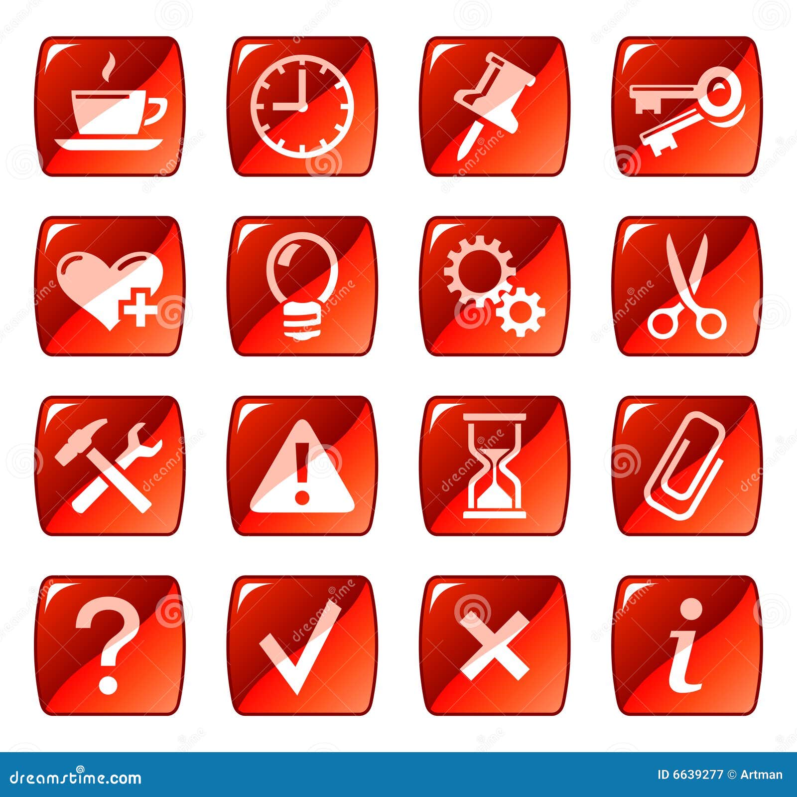 Red web icons / buttons 2 stock vector. Illustration of gears - 6639277