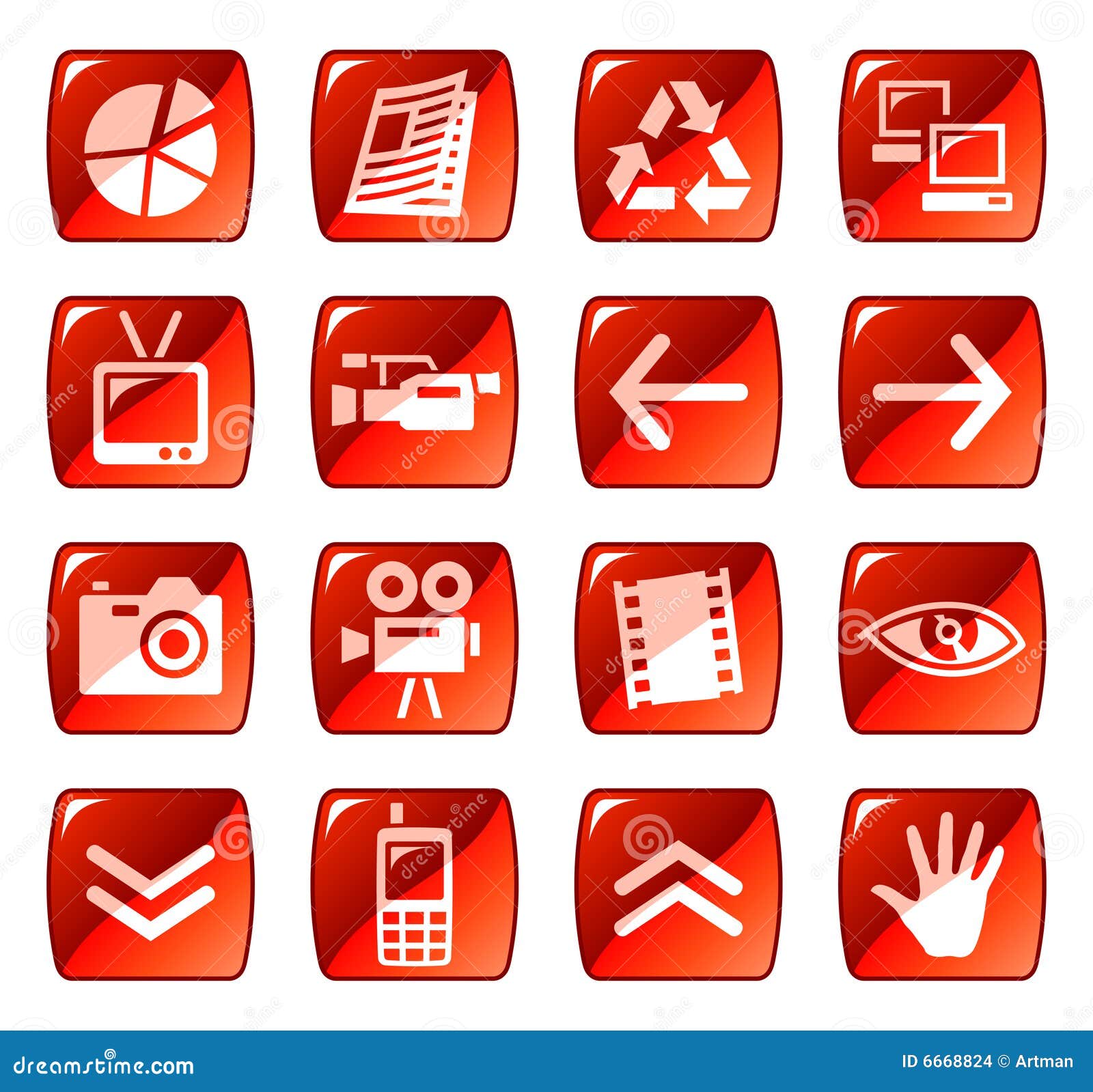 Red web icons / buttons 4 stock vector. Illustration of icons - 6668824