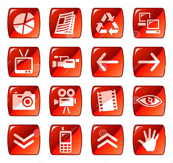 Red web icons / buttons 4 stock vector. Illustration of icons - 6668824