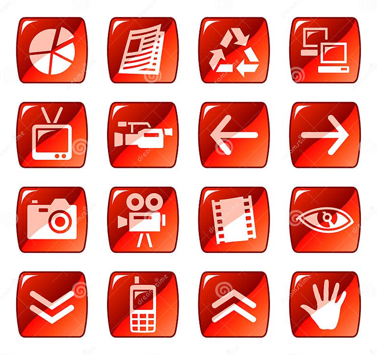 Red web icons / buttons 4 stock vector. Illustration of icons - 6668824