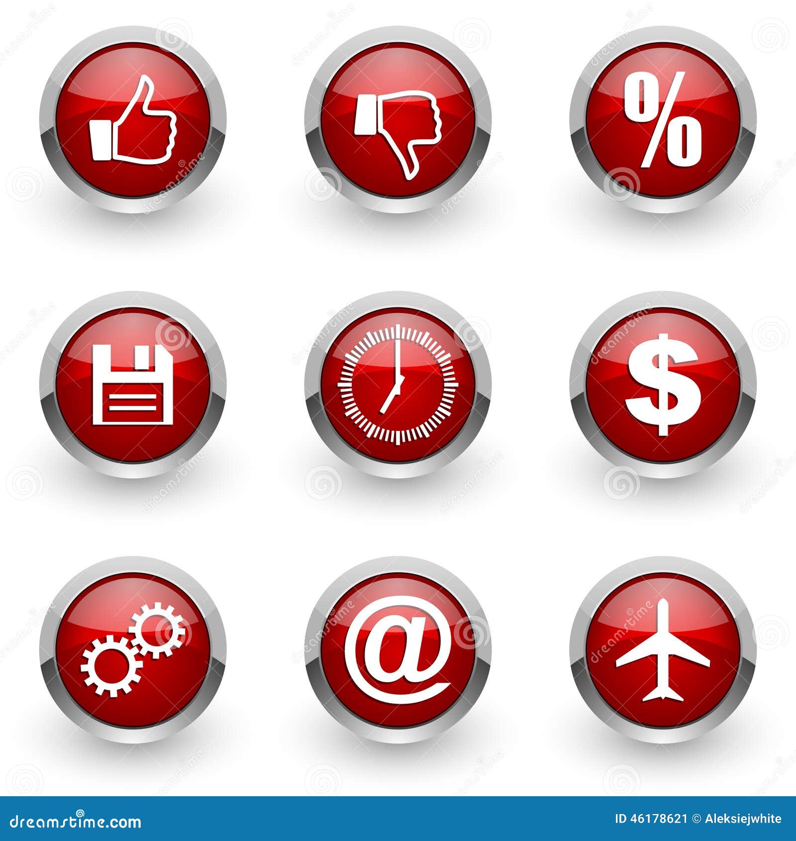 Red web icons set stock illustration. Illustration of communication ...