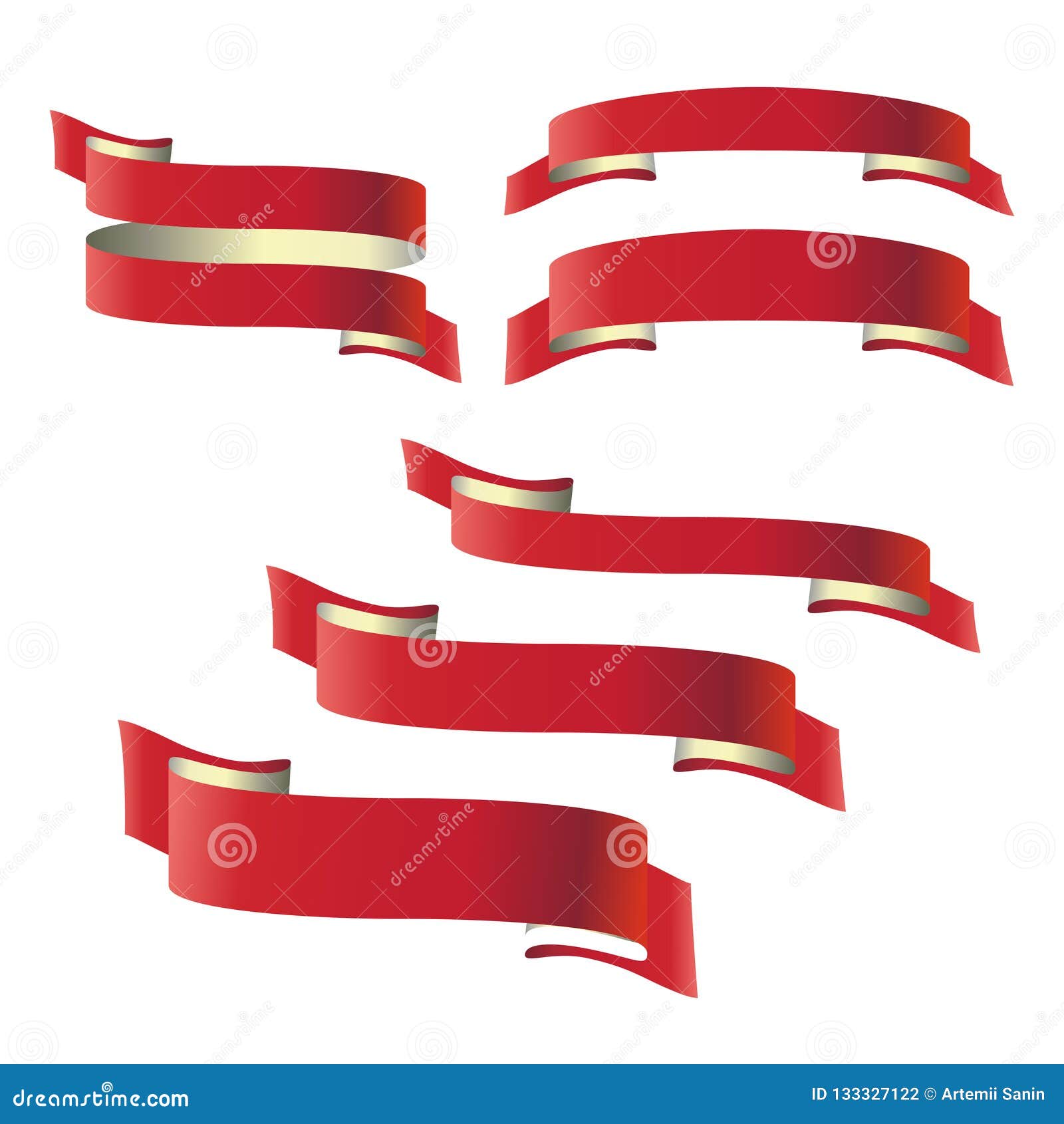 Red Web Ribbon Banners Set. Vector Illustration for Design Stock Vector ...