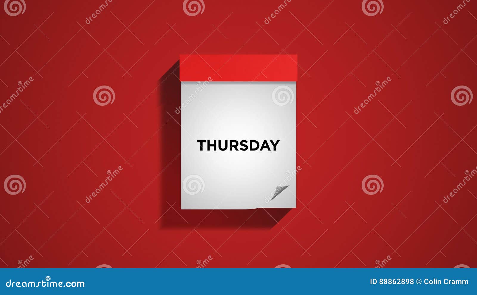 Red Weekly Calendar Showing Thursday on a Red Wall Stock Illustration ...