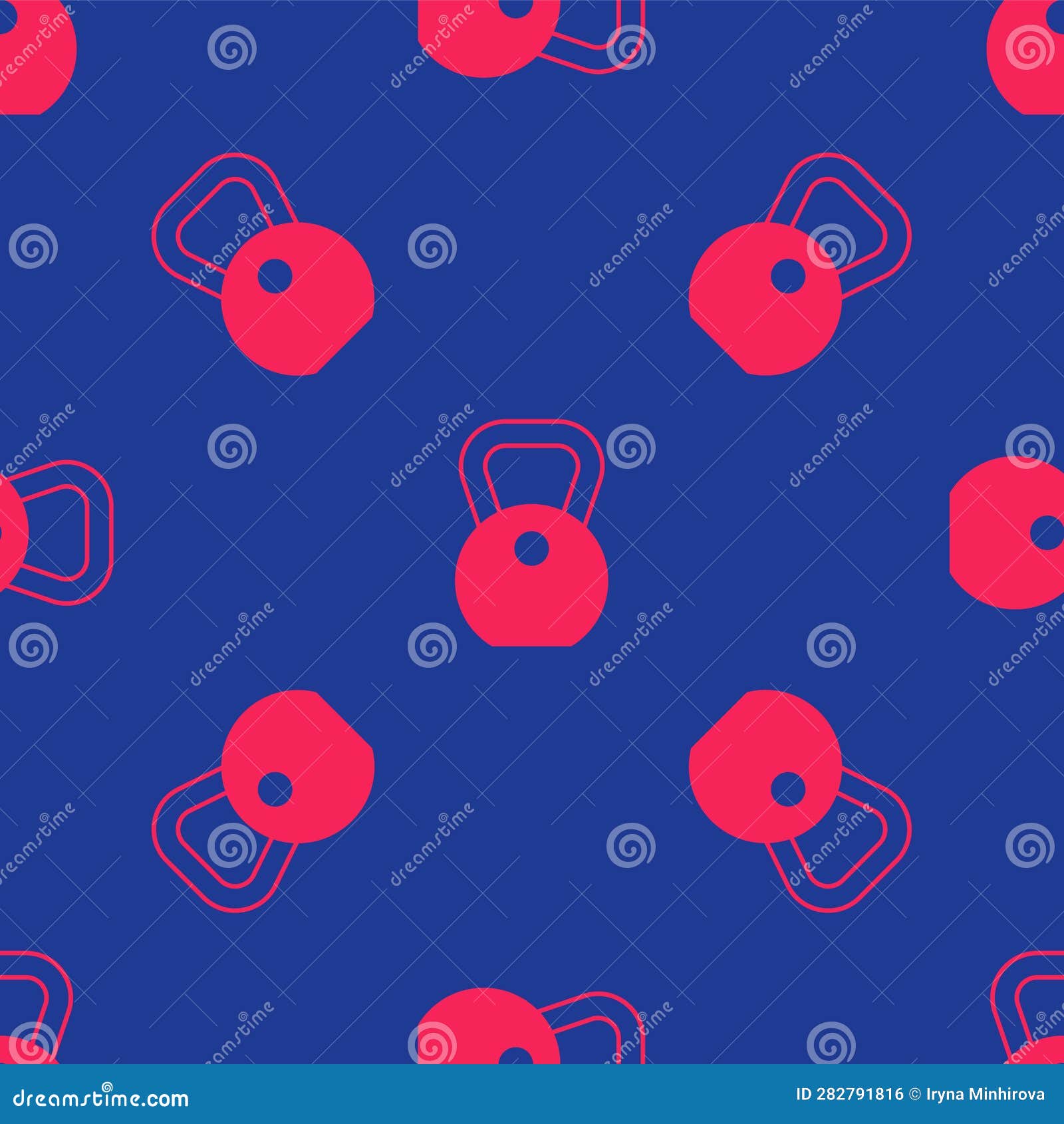 Red Weight Icon Isolated Seamless Pattern on Blue Background. Kilogram ...