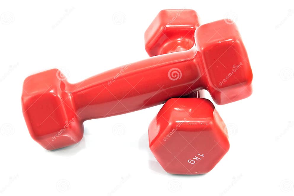 Red weights. stock image. Image of isolated, occupation - 56576103