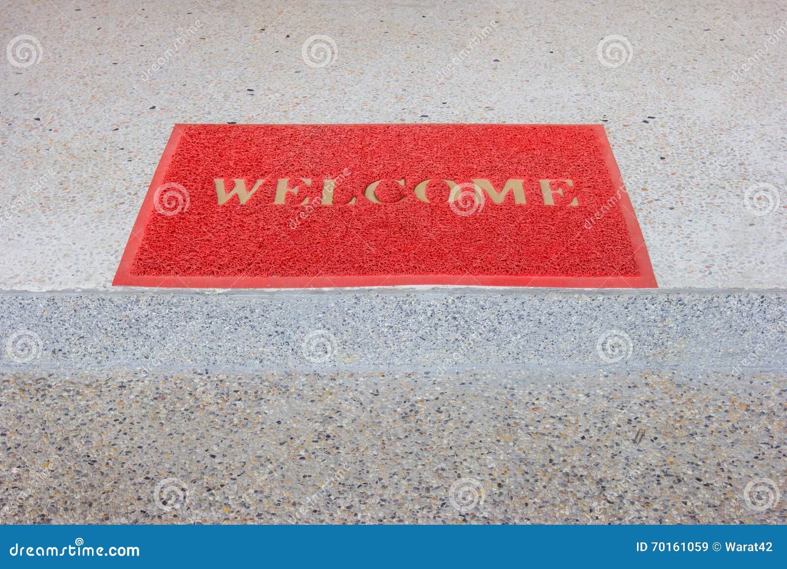 Red Welcome Carpet on Staircase Stock Image - Image of class, exit ...