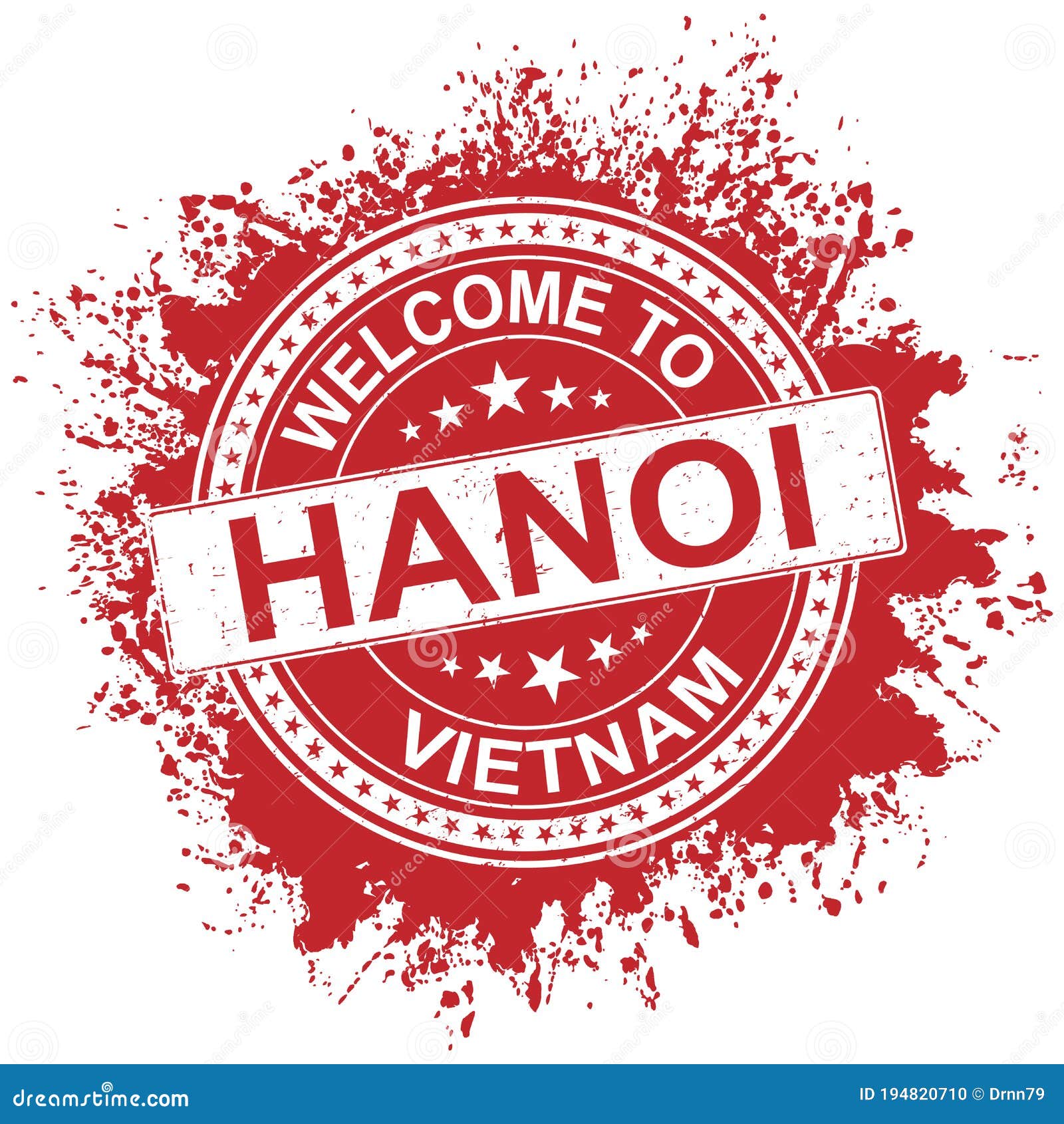 WELCOME TO HANOI - VIETNAM, Words Written On Blue Rectangle Stamp ...
