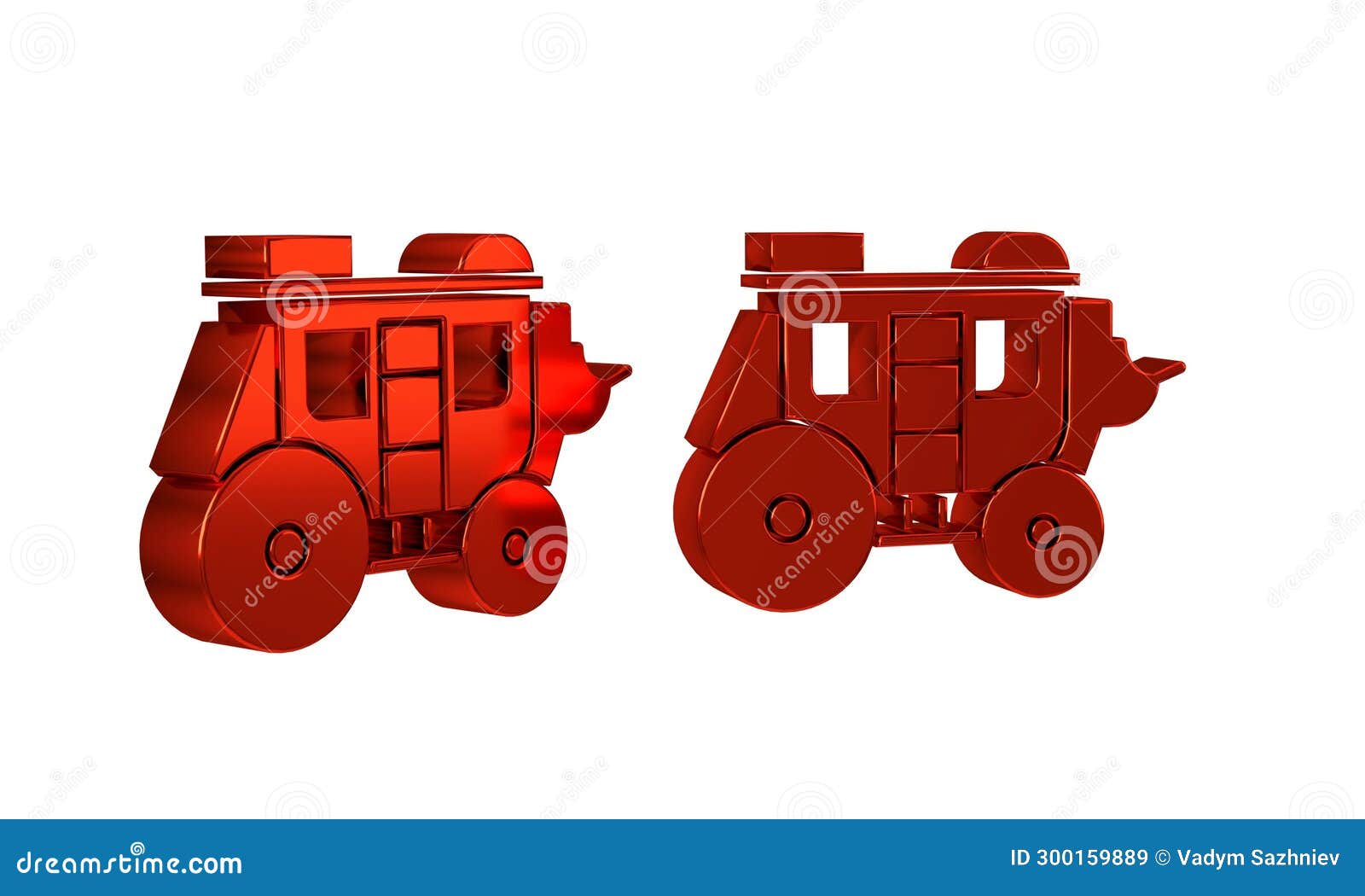 Red Western Stagecoach Icon Isolated On Transparent Background. Stock ...