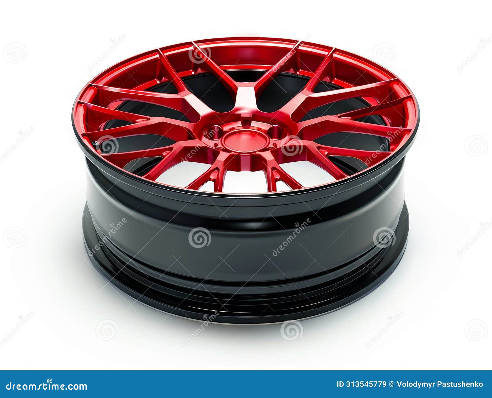A Red Wheel with Black Rims Stock Image - Image of generated, tire ...