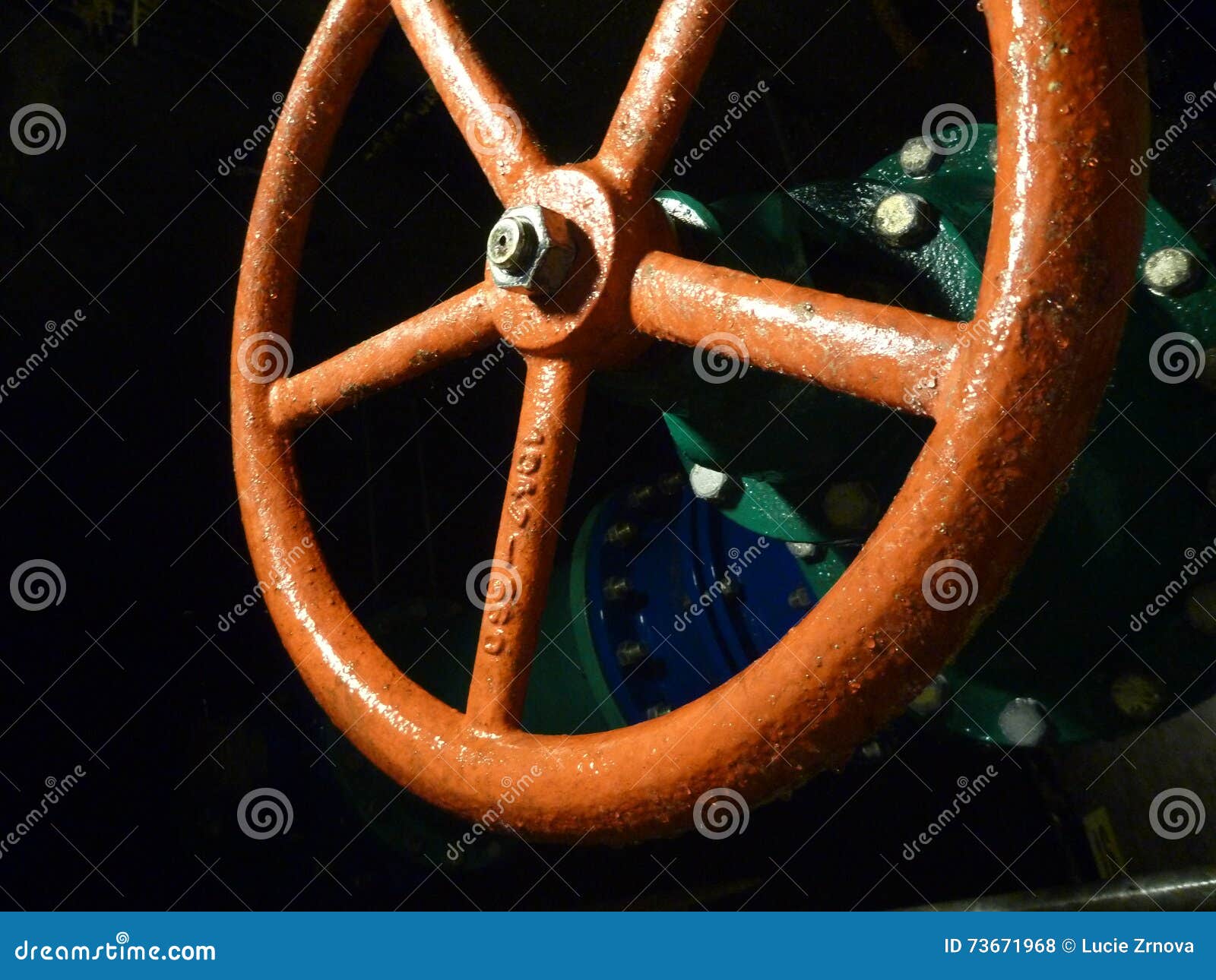 Red Wheel for Closing a Big Pipe Stock Photo - Image of macro, control ...