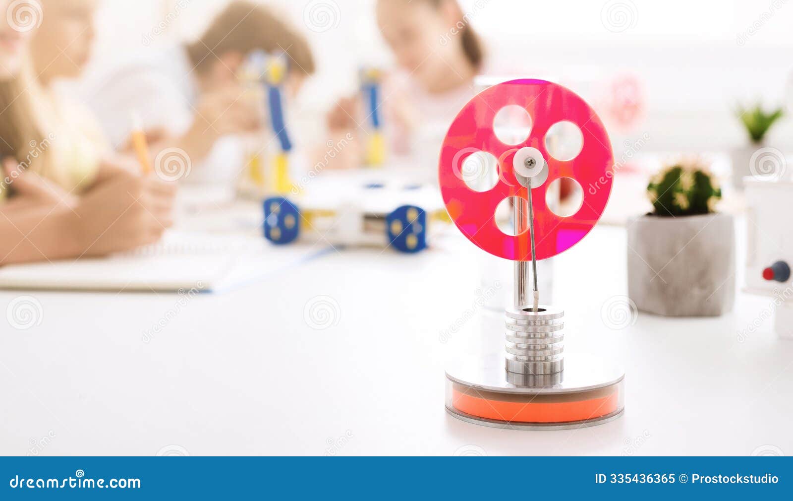 Red Wheel Steam Engine Model in a Classroom Setting Stock Image - Image ...