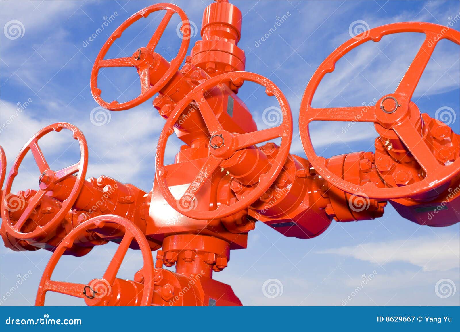 Red Wheel Valve stock image. Image of blue, pollution - 8629667